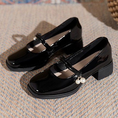 玛丽珍仙女风小皮鞋法式高跟鞋
