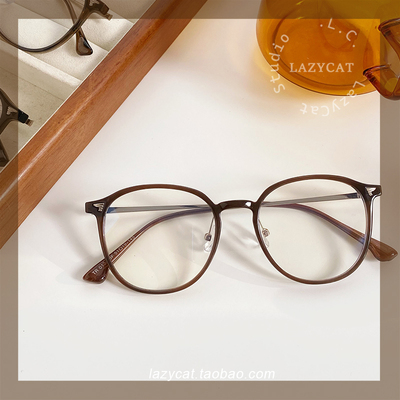 网红款TR90超轻栗子棕色眼镜框女显白可配蔡司近视镜片适合方圆脸