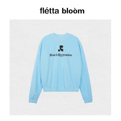 【现货】fletta bloom韩国小众潮牌字母刺绣RR休闲摇粒绒圆领卫衣
