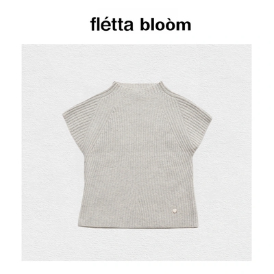 【现货】fletta bloom韩系小众女装气质通勤套头半高领短袖针织衫