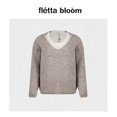 【现货】fletta bloom韩国modimood针织长袖背心毛衣叠穿两件套女