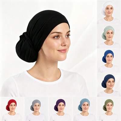 纯色打结包头帽 高弹力女士帽 简约纯色套头帽百搭women turban