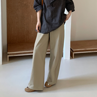 CRISP日系穿搭基础百搭窄版阔腿裤女直筒休闲裤长裤2025秋季新款
