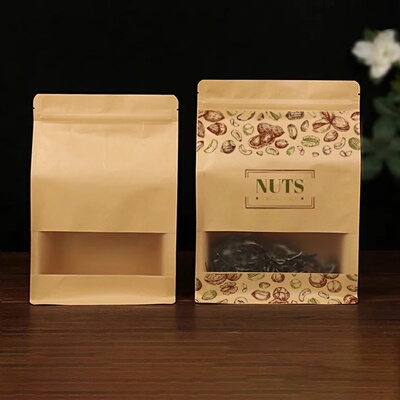 Kraft Paper Packaging Box with Window Stand Up Aluminum for