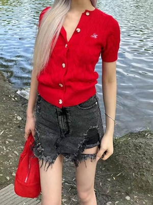 新潮流半身裙时尚水洗破烂边女裙