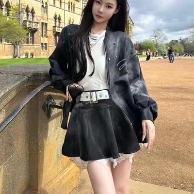 2024新品水洗黑纯棉洋气气质套装