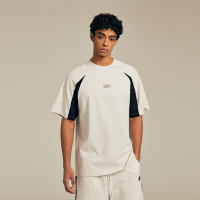 【Warren Hue同款】88rising分割撞色金属字母美式插肩短袖T恤