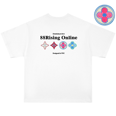 88rising 立体四叶花瓣高端刺绣百搭纯棉短袖T恤 男女同款