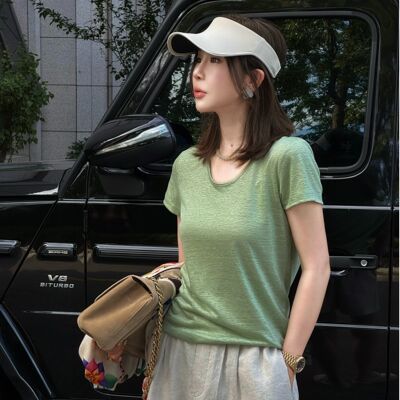亚麻百搭松弛贵气短袖T恤
