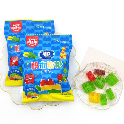 Amos阿麦斯4D积木软糖休闲零食创意糖果喜糖混合果味儿童零食