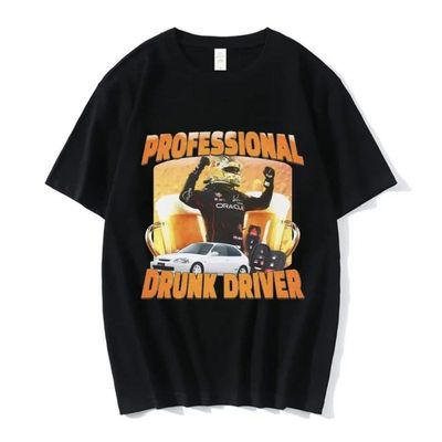 Professional Drunk Driver欧美创意赛车手图案大码短袖T恤男女