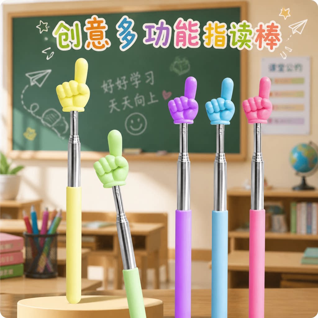 伸缩指读棒教师指示棒教鞭学生学习阅读看书手指棒教具早教指挥棒
