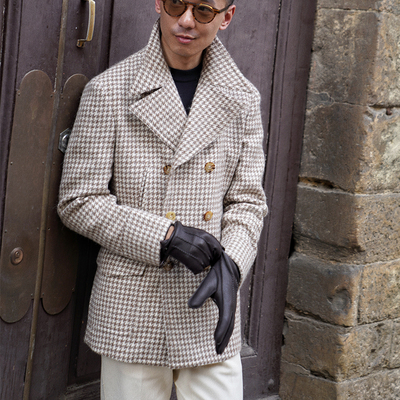 CM那不勒斯皇后米驼千鸟格羊驼毛经典双排扣Peacoat海军大衣506