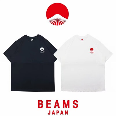 【官网】BEAMS JAPAN 26SS 定番富士山刺绣LOGO圆领宽松短袖T恤潮