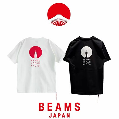 【官网】BEAMS Japan 26SS 日系京都限定宽松男女纯棉红绳短袖T恤