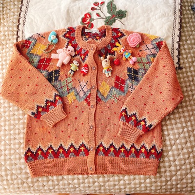 日本pinkhouse贵牌橘色立体小熊小兔和她的朋友摩天轮手工毛衣