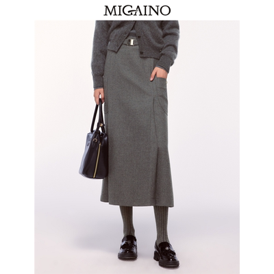 Migaino曼娅奴女装2024年冬季新款高级感优雅通勤半身裙MO42EB010