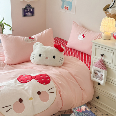 少女心粉色全棉三丽鸥公主四件套