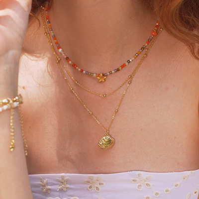 A Ray of Sunlight 度假风自由岛屿系列彩虹鸡蛋花项链多巴胺百搭