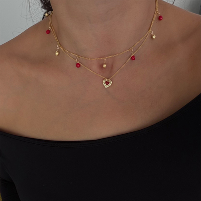 A Ray of Sunlight 「Love」节日系列珐琅爱心项链女新年圣诞红色