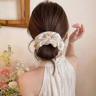 甜美小熊印花大肠发圈高弹力发饰