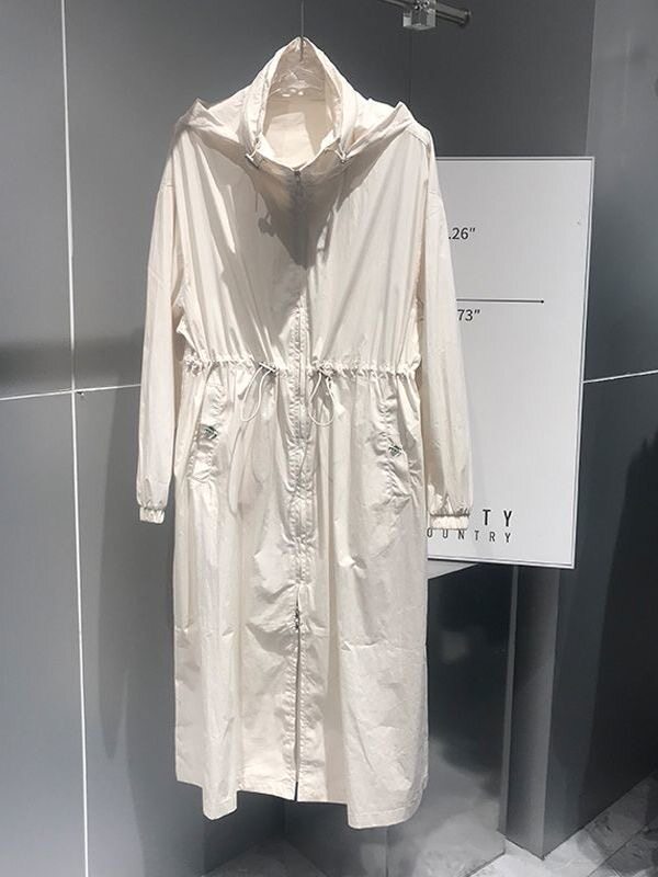 夏季新款小个子长款连帽风衣防晒衣女外套休闲宽松显瘦薄款长袖潮
