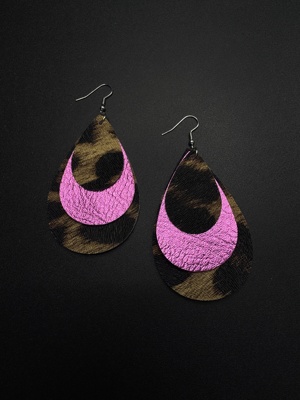 Vintage古着设计感古早风独特小众耳饰复古豹纹耳饰H71851