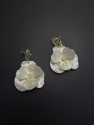 Vintage古着设计感古早风独特小众耳饰复古花朵耳饰F50306