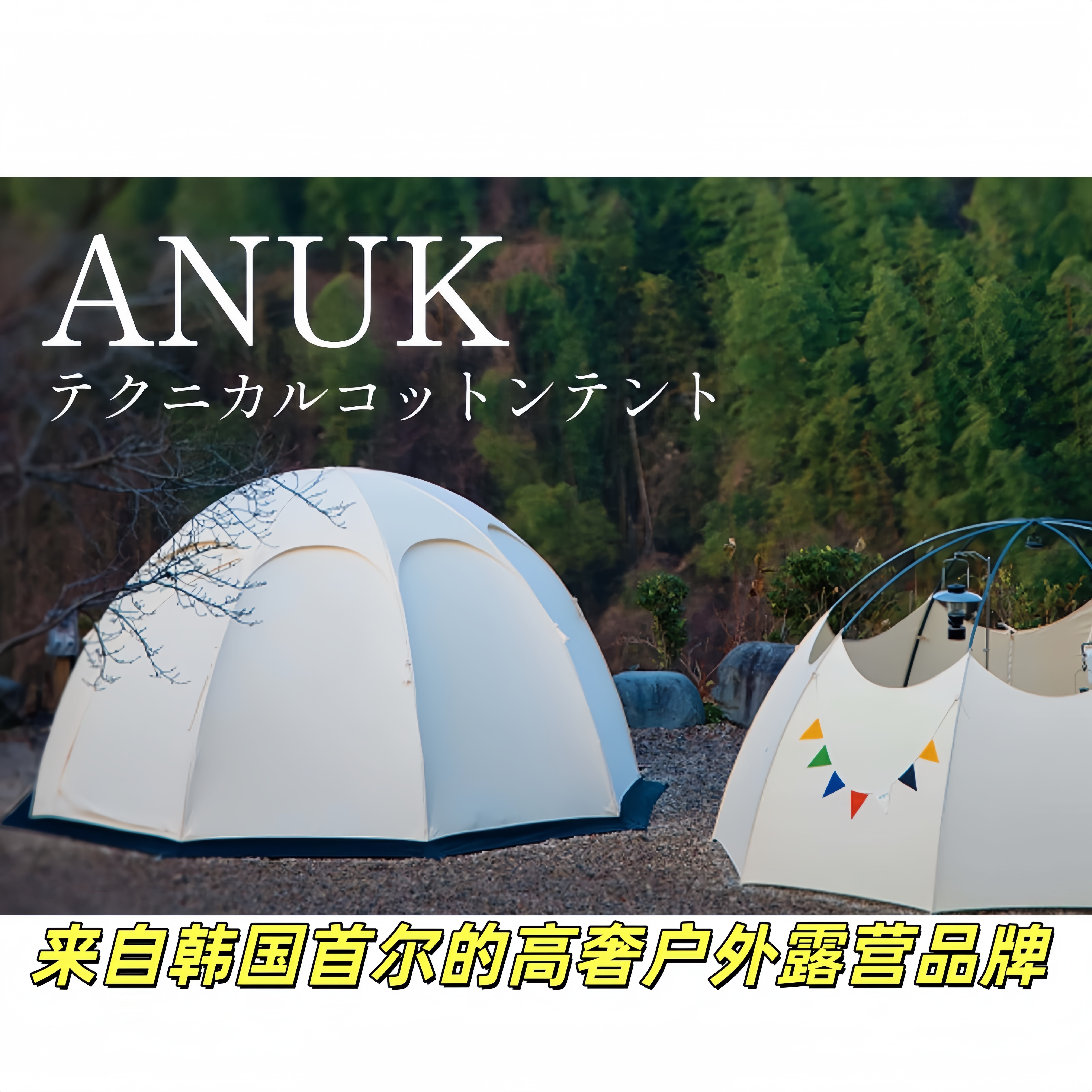 韩国高奢户外露营品牌ANUK八角涤棉布圆顶星球穹顶球形大帐篷营地