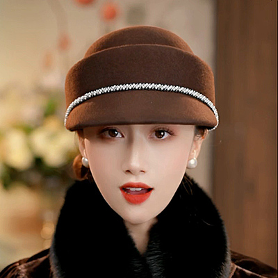 布塔英伦复古羊毛呢鸭舌帽