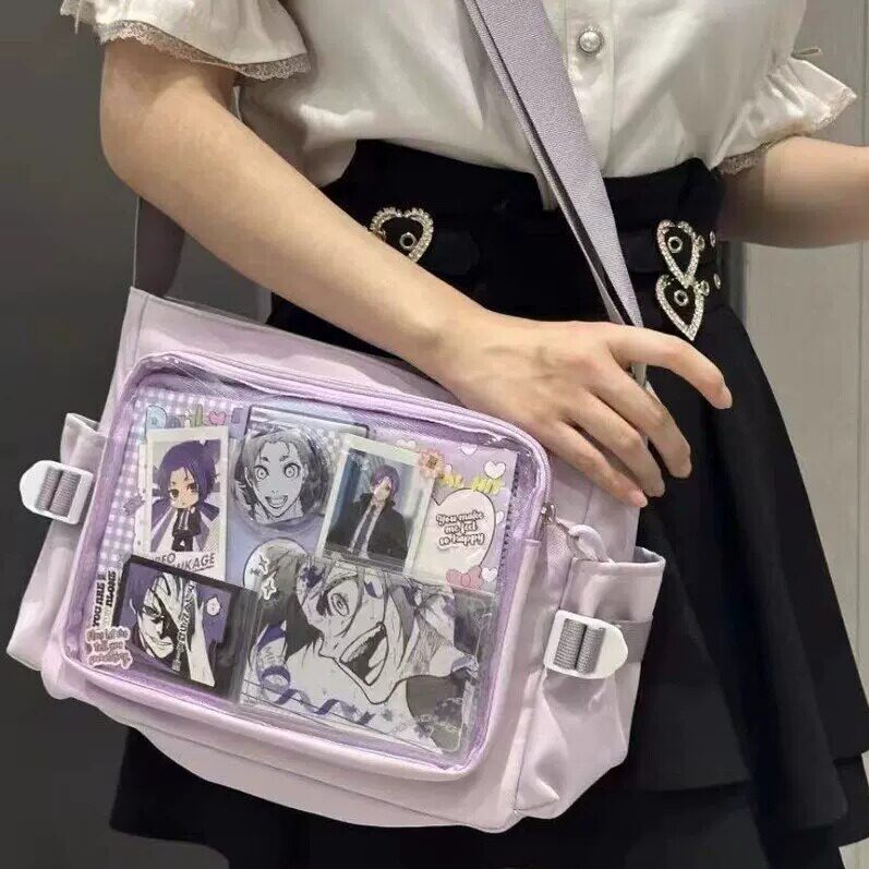 日系动漫风新款痛包女生单肩斜挎包透明大容量二次元日常吧唧女包