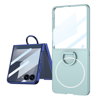 适用三星zflip6手机壳磨砂磁吸无线充Galaxyzflip5折叠屏保护套超薄zflip7大视窗外壳case指环挂绳壳膜一体