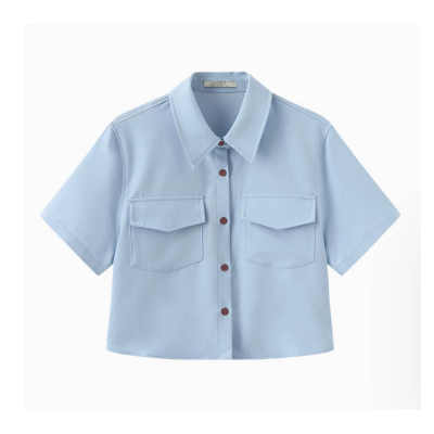 清新多巴胺彩色短款衬衫上衣女夏