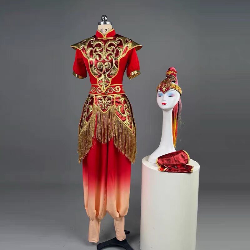新款打鼓服演出服舞龙服装舞狮腰鼓服装中国风武术服装古典秧歌服