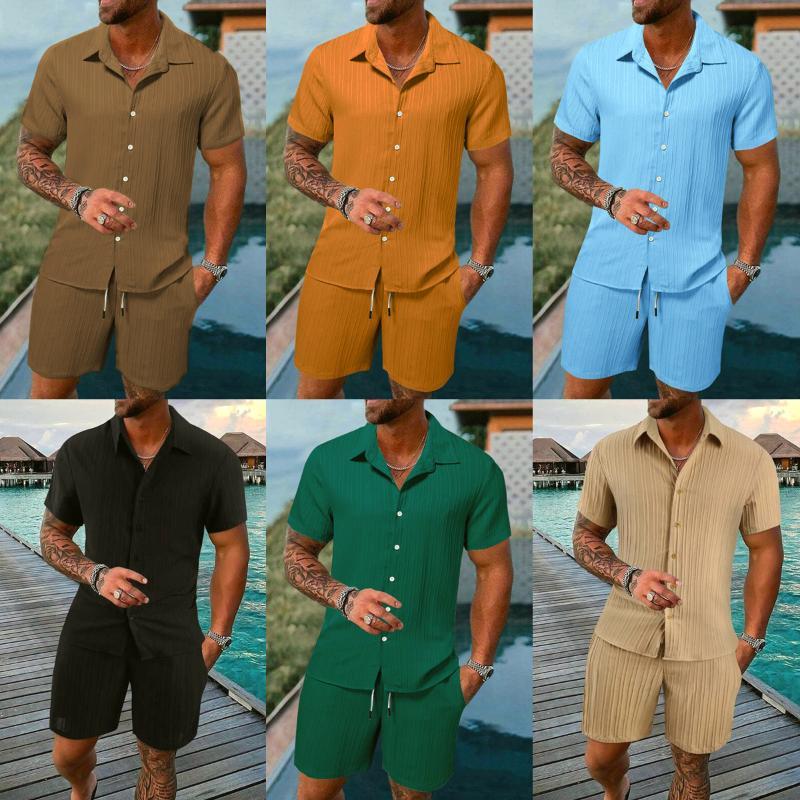 Casual loose fitting short sleeved shorts beach set