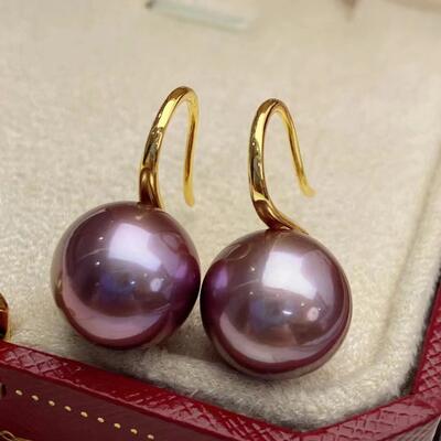 925银高跟鞋耳坠高级感忧郁的紫罗兰珍珠耳饰紫珍珠耳钉北欧风情