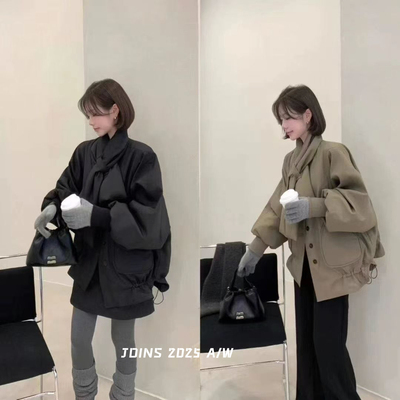 JOINS-可拆卸围巾保暖短款时尚保暖羽绒服外套(配围巾)1255j48