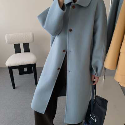 a some-简约风翻领宽松长款纯色大衣xm-8868