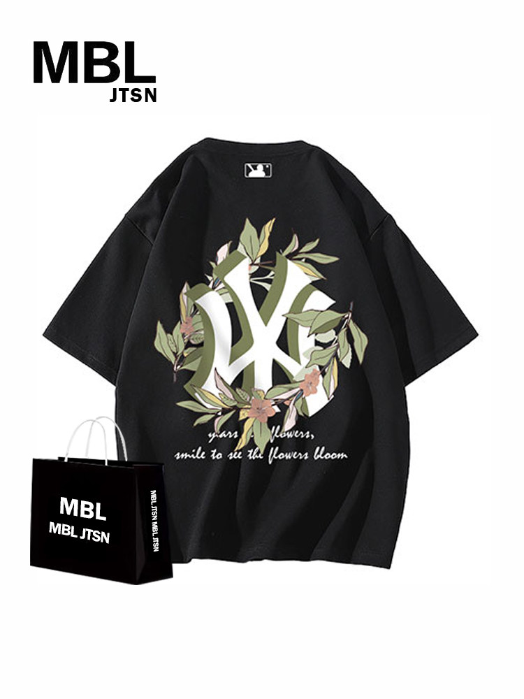 MBL短袖t恤2023新款男女夏季宽松圆领潮牌半袖情侣休闲宽松上衣_虎窝淘