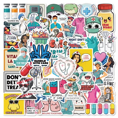 100张Funny Healthcare贴纸新款装饰手机壳水杯行李箱创意DIY贴画
