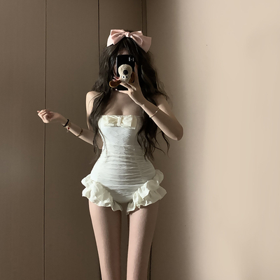 保守显瘦女连体泳衣纯欲风高级感