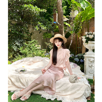 修身气质套头短袖两件套