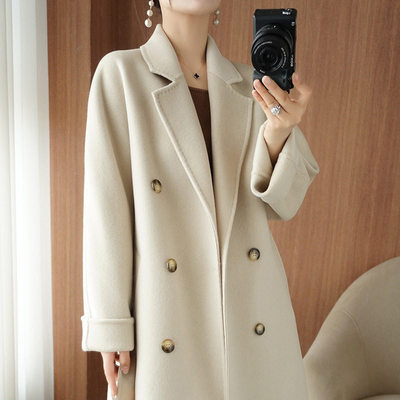 双面羊绒大衣女长款宽松1