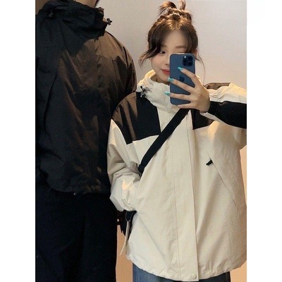 冲锋衣女春秋季户外郊游夏季可拆卸防风防水登山服连帽外套男运动