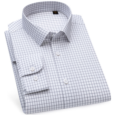 桑蚕丝免烫男士商务长袖格子衬衫