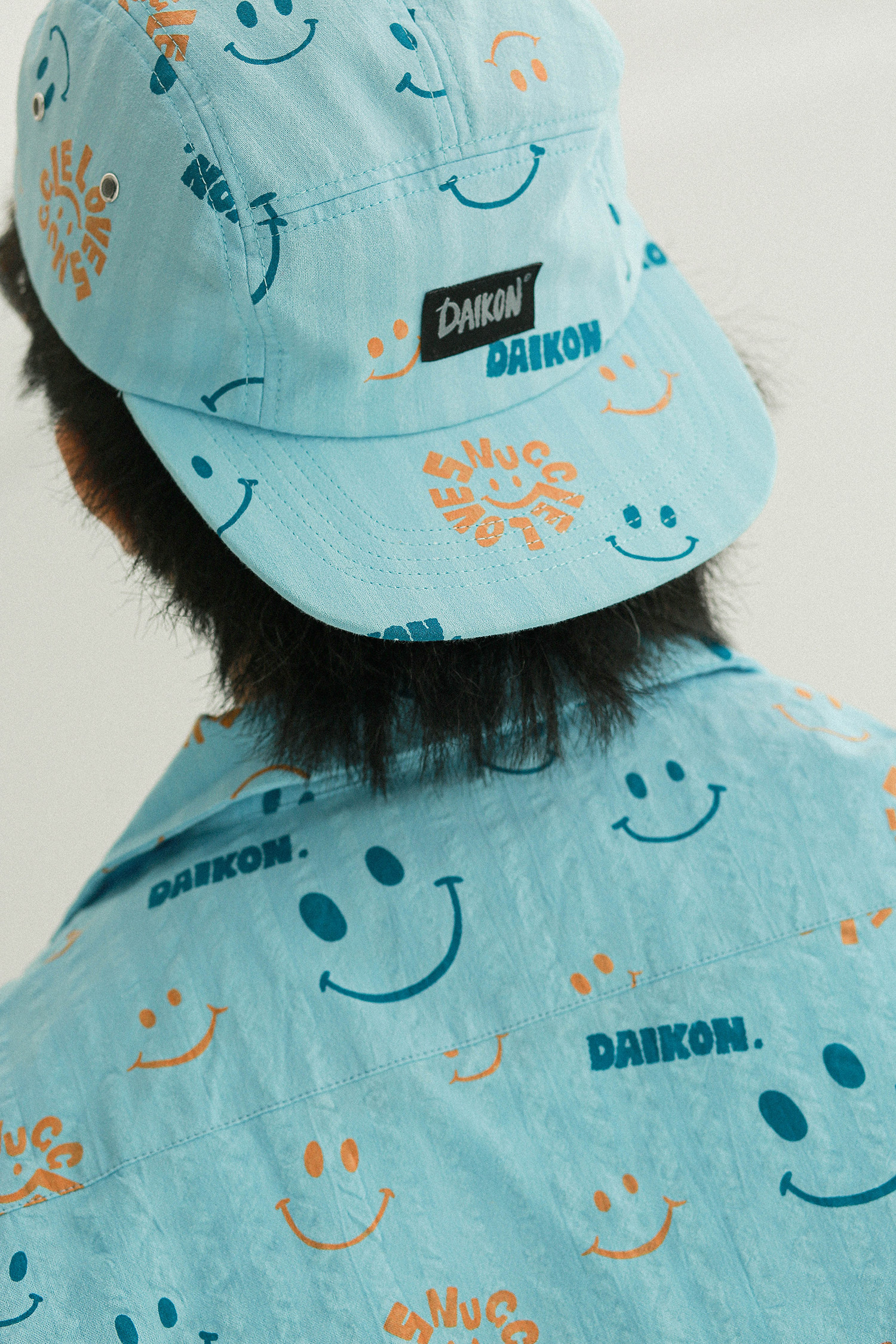 DAIKON Smiley Face Hat新街头潮流休闲笑脸印花五页帽男女滑板帽