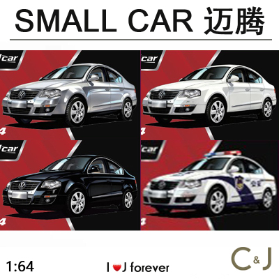 small car 1:64 迈腾公安黑白银模玩仿真合金静态汽车模型