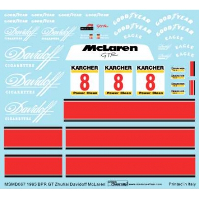 MSM 水贴 1/24 McLaren F1 GTR BPR GT 95珠海站Davidoff MSMD067
