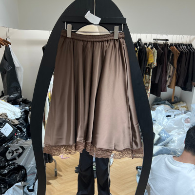 欧洲站春季蕾丝拼接A字半身裙