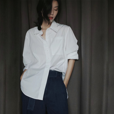 春季新款白色衬衫女内搭冷